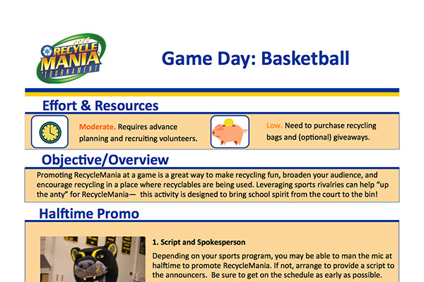 GameDay Halftime Promotion - Campus Race To Zero Waste